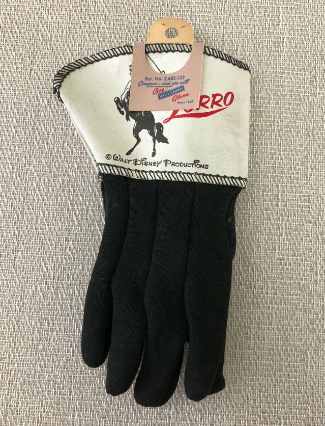 1950S ORIGINAL PROMOTIONAL DISNEYLAND GLOVES ZORRO W/ RING PLUS TAG ...