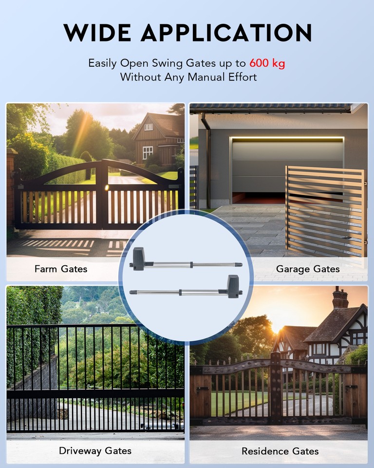 Swing Gate Opener Electric Operator Double Arms Remote Control Door ...