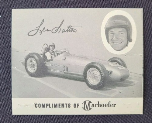 1961 Marhoefer Meats Racing Len Sutton Card, 7 Indianapolis 500 Starts ...