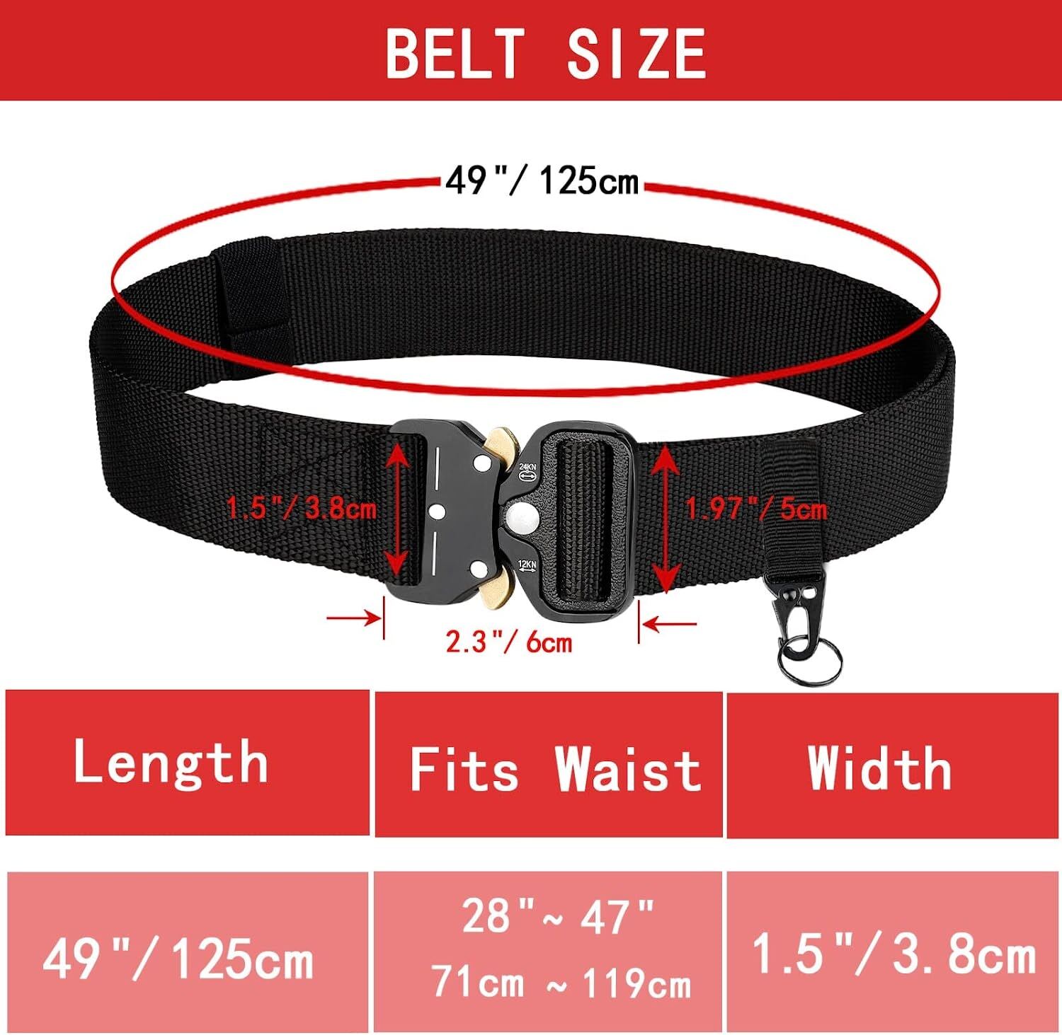 4Pack Tactical Belts for Men Work Belt Military Belt Utility Nylon ...