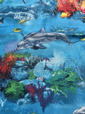 Tropical Fish Dolphin Fabric Cotton Fabric BTY 36”X 44" Reef Great ...