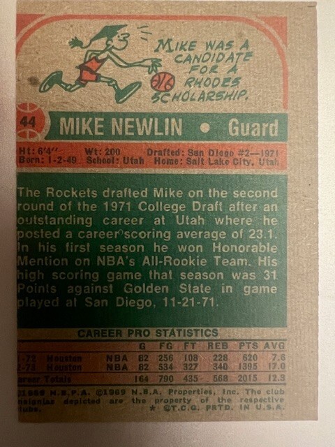 1973-74 Topps Basketball - Mike Newlin ( Houston Rockets ) #44 | eBay