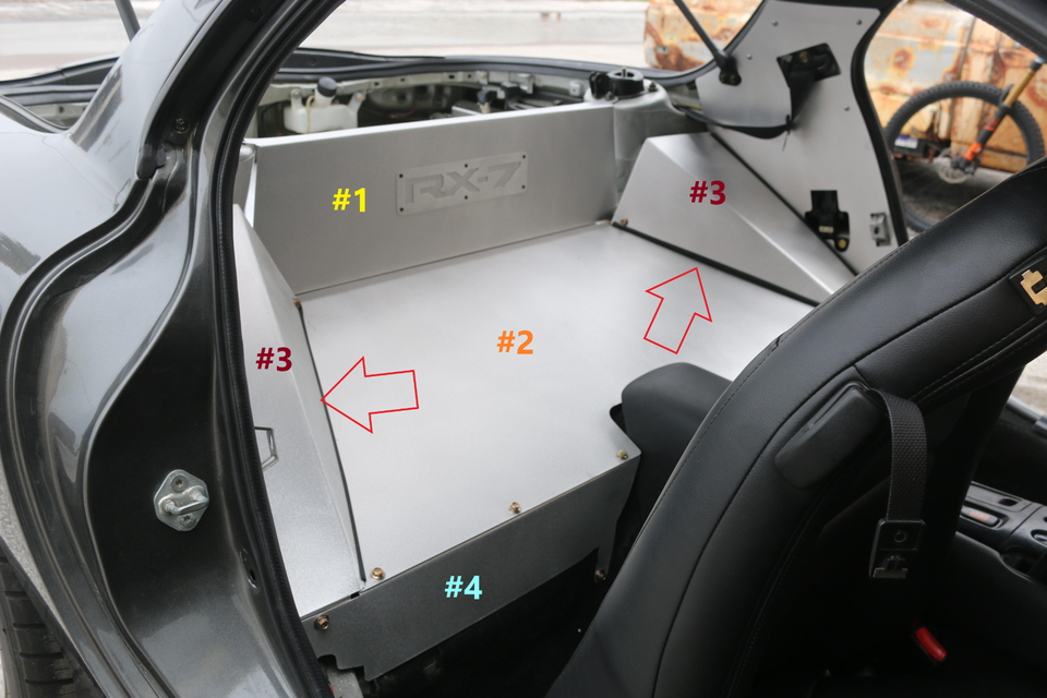 LRB Speed Mazda RX7 FD3S Rear Seat/Storage Bin Delete Aluminum CNC 93 ...