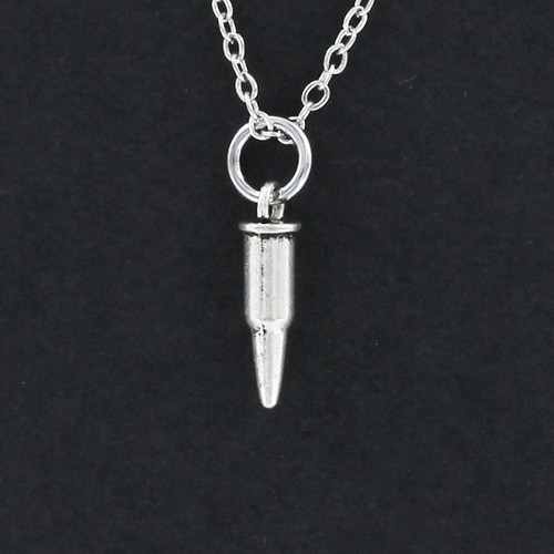 BULLET Necklace on Chain or Charm Only Pewter Tiny Ammo Ammunition Gun ...