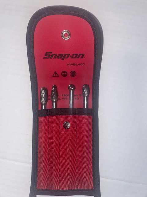 Snap-on 4 PC With 3 Extra Bits VWBL400 Carbide Burr Long Reach in Pouch ...