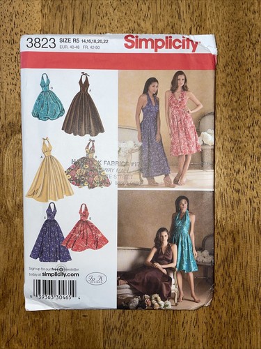 Simplicity 3823 Women Pattern Vintage Style Halter Dress Size 14-22 New ...