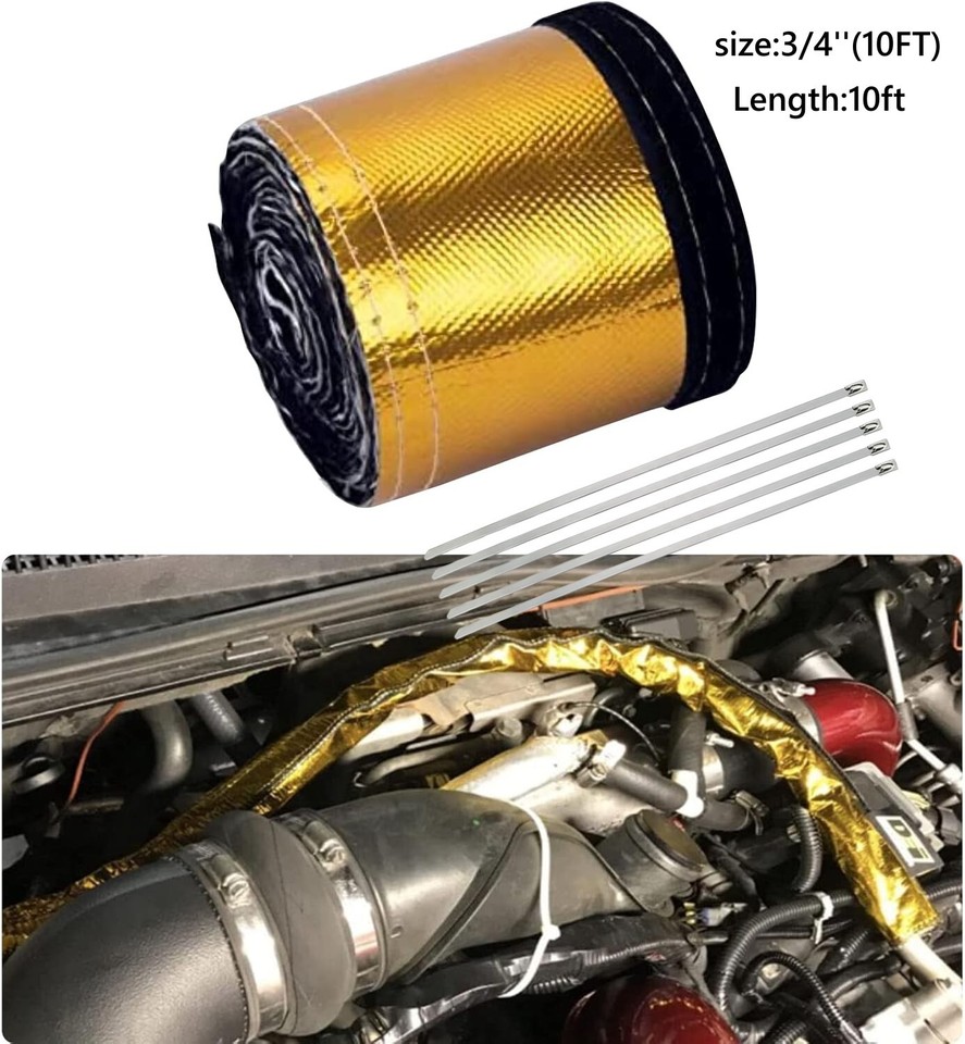 Gold Fuel Line Heat Sleeve Exhaust Heat Shield Wrap 3/4" Fuel Line ...
