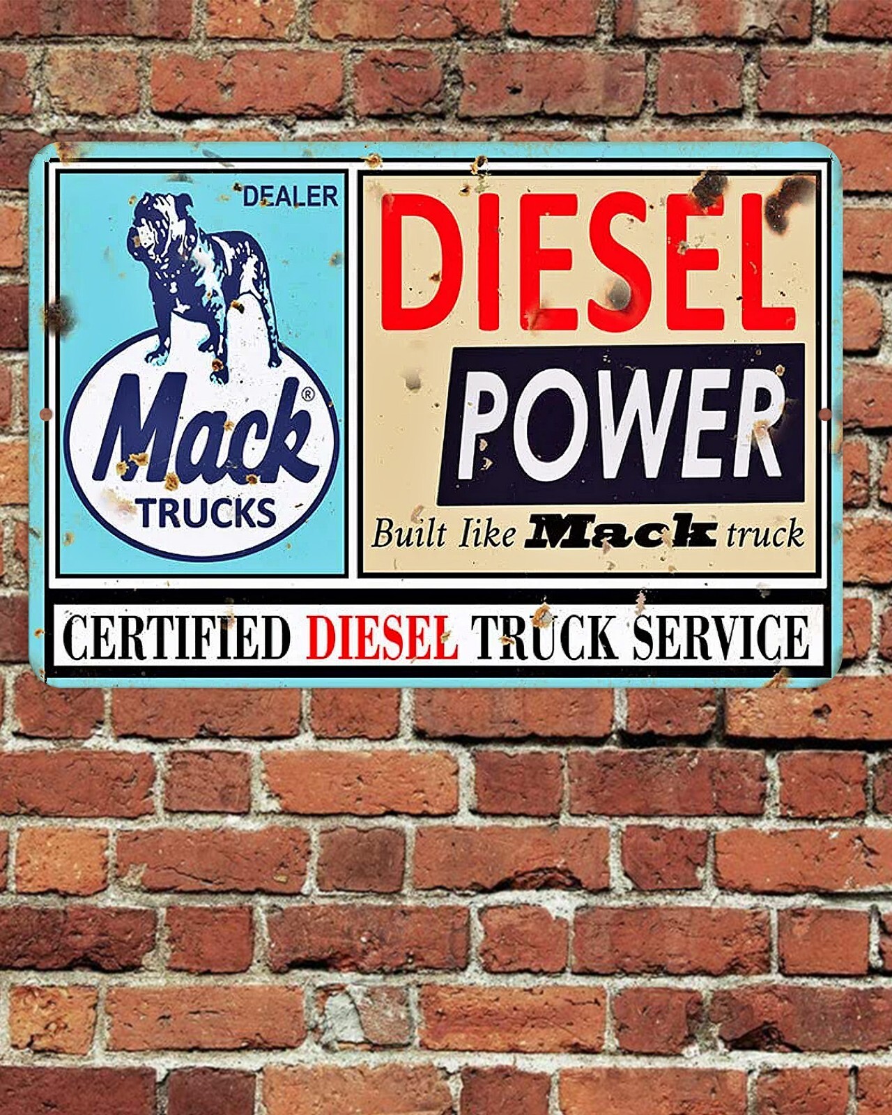 Mack Trucks Dealer Diesel Power Sign Aluminum Metal 8"x12" Retro Aged ...