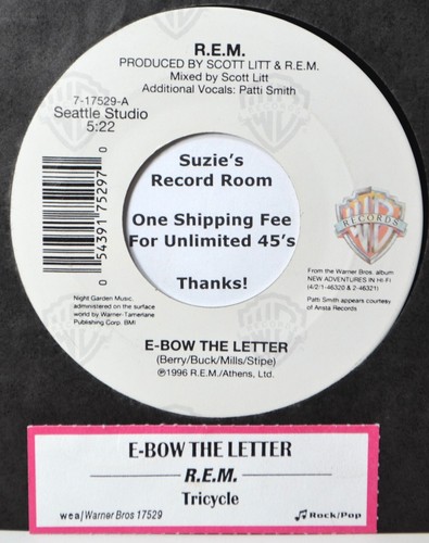 REM R.E.M. E-Bow the Letter #B Alternative Rock Jukebox Strip & VG+ 45 ...