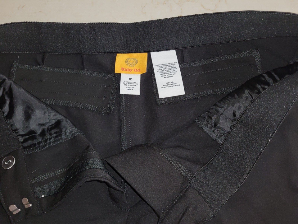 NEW Ruby Road Women Cropped Pants Capris Size 12 Black Cotton Stretch ...