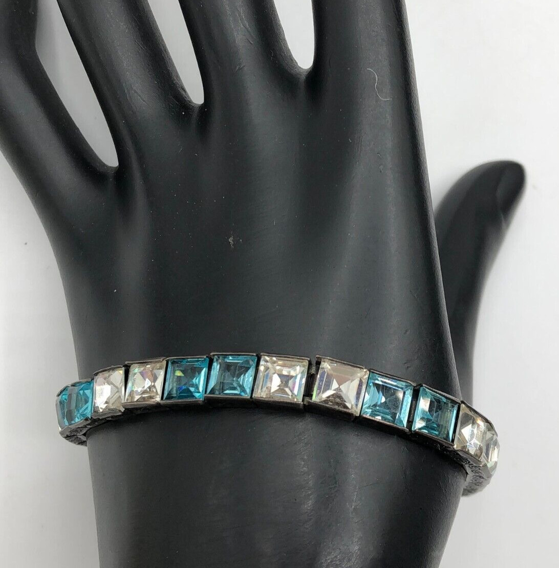 DIAMONBAR Art Deco Paste Rhinestone Sterling Silver T… - Gem