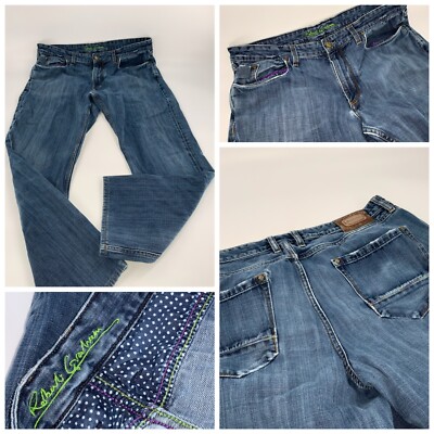 Robert Graham Yates Classic Jeans 38x30 Medium Blue Cotton Distressed ...