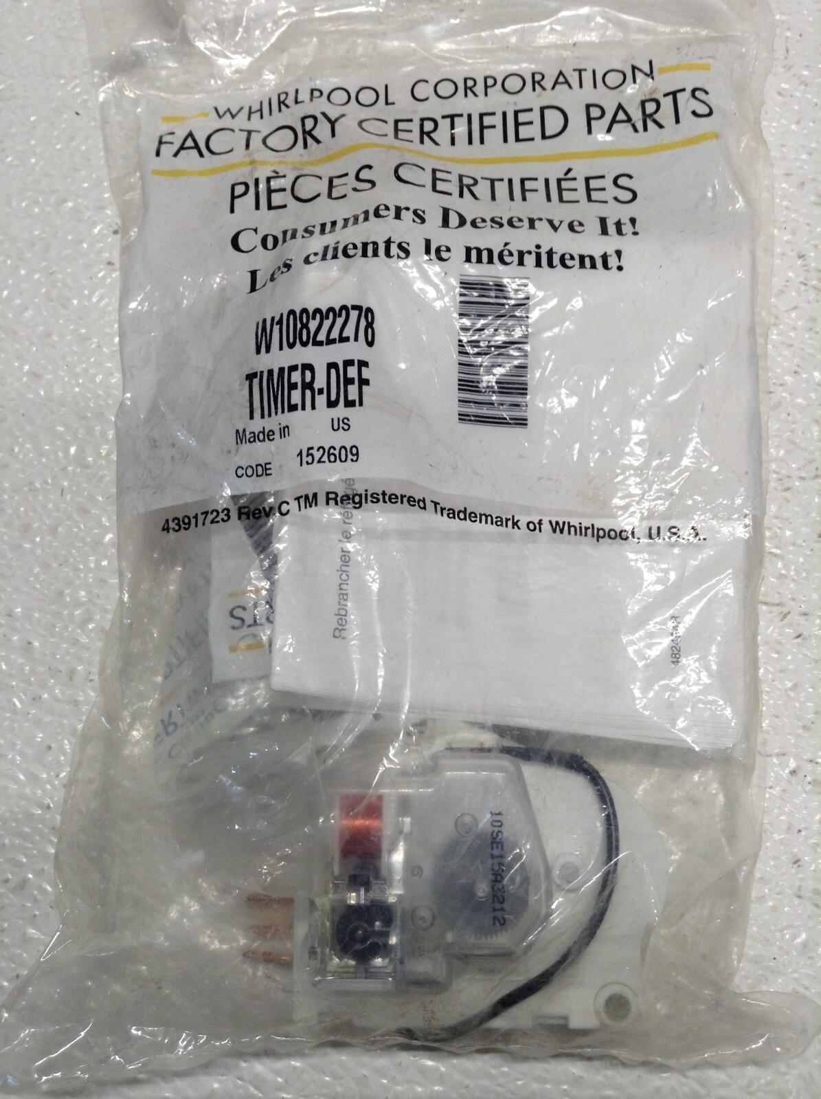 New Genuine OEM Whirlpool Refrigerator Defrost Timer W10822278 | eBay