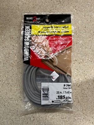Prime-Line Make 2 Fit WINDOW SCREEN Retainer Spline 0.185" x 25' GRAY ...