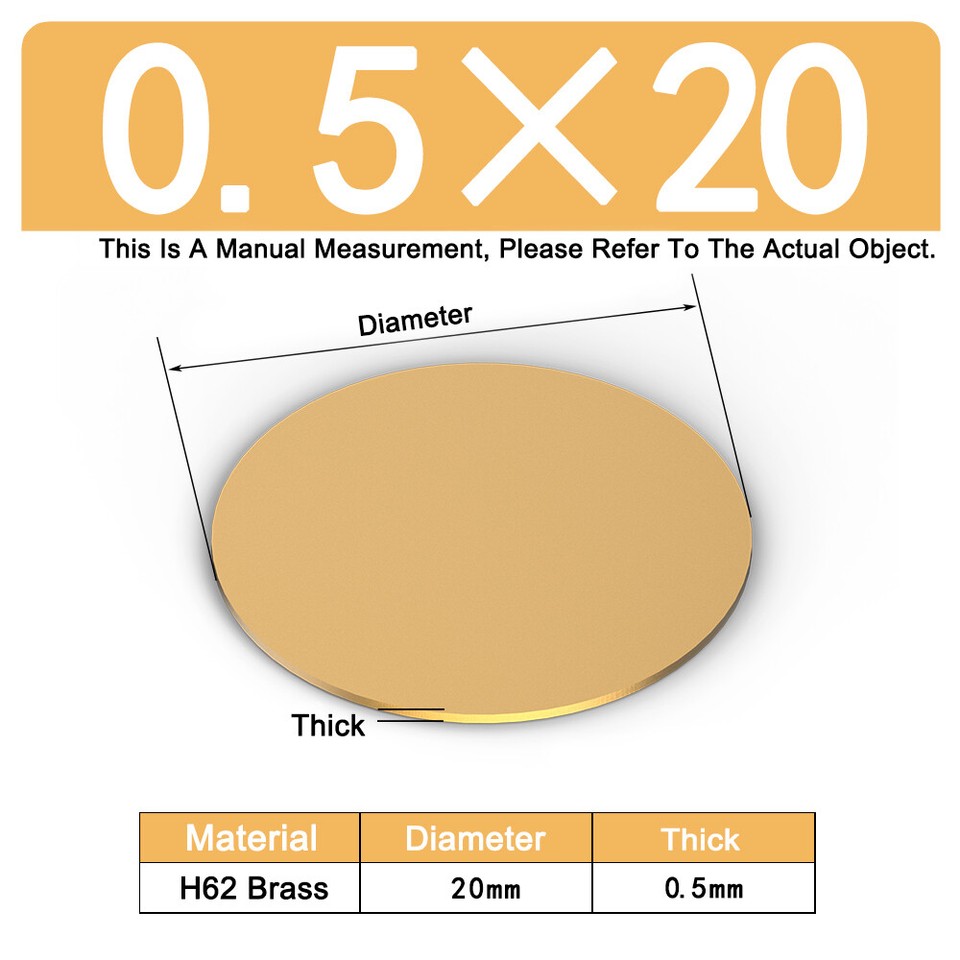 Thick 0.5/0.8/1/1.5/2/3mm Dia 10~200mm H62 Solid Brass Discs Plate ...
