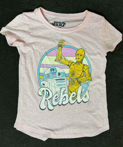 Star War Kids Girl's M Medium 7-8 Pink Short Sleeve Shirt Rebels R2-D2 ...