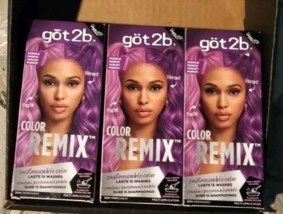 3 boxes of Got2b Color remix Semi Permanent Purple hair dye Punch ...