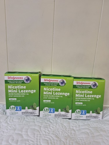 3 Pack Of Walgreens Nicotine Mini Lozenge 2mg.135 Mint Flavor . New Exp ...