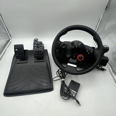 LOGITECH DRIVING FORCE GT RACING WHEEL W/ FOOT PEDALS E-X5C19 - PC PS2 ...