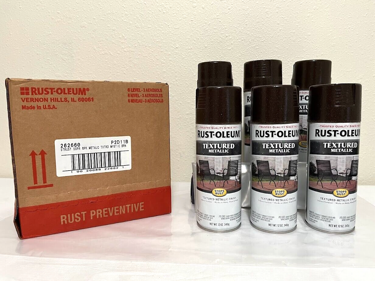 6 x Rust-Oleum Textured Spray Paint ~ Mystic Brown 12 oz ea Factory ...