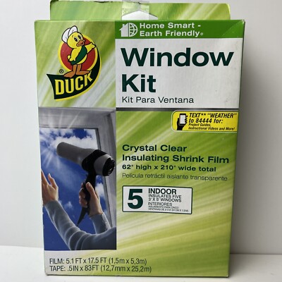 DUCK Crystal Clear Outdoor Window Shrink Film Kit 5-Pack 62"x 210 ...