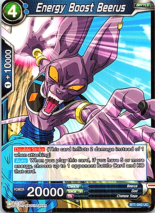 Energy Boost Beerus BT1-042 UC Dragon Ball Super Card TCG X1 | eBay