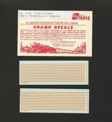 Champ Decals Stripes HO Scale S-65: Yellow 2” HO Or 1” O Scale | eBay