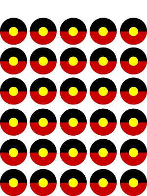 ABORIGINAL FLAG - EDIBLE ICING IMAGE - CUP CAKE TOPPERS - 3.5CM X 30 ...