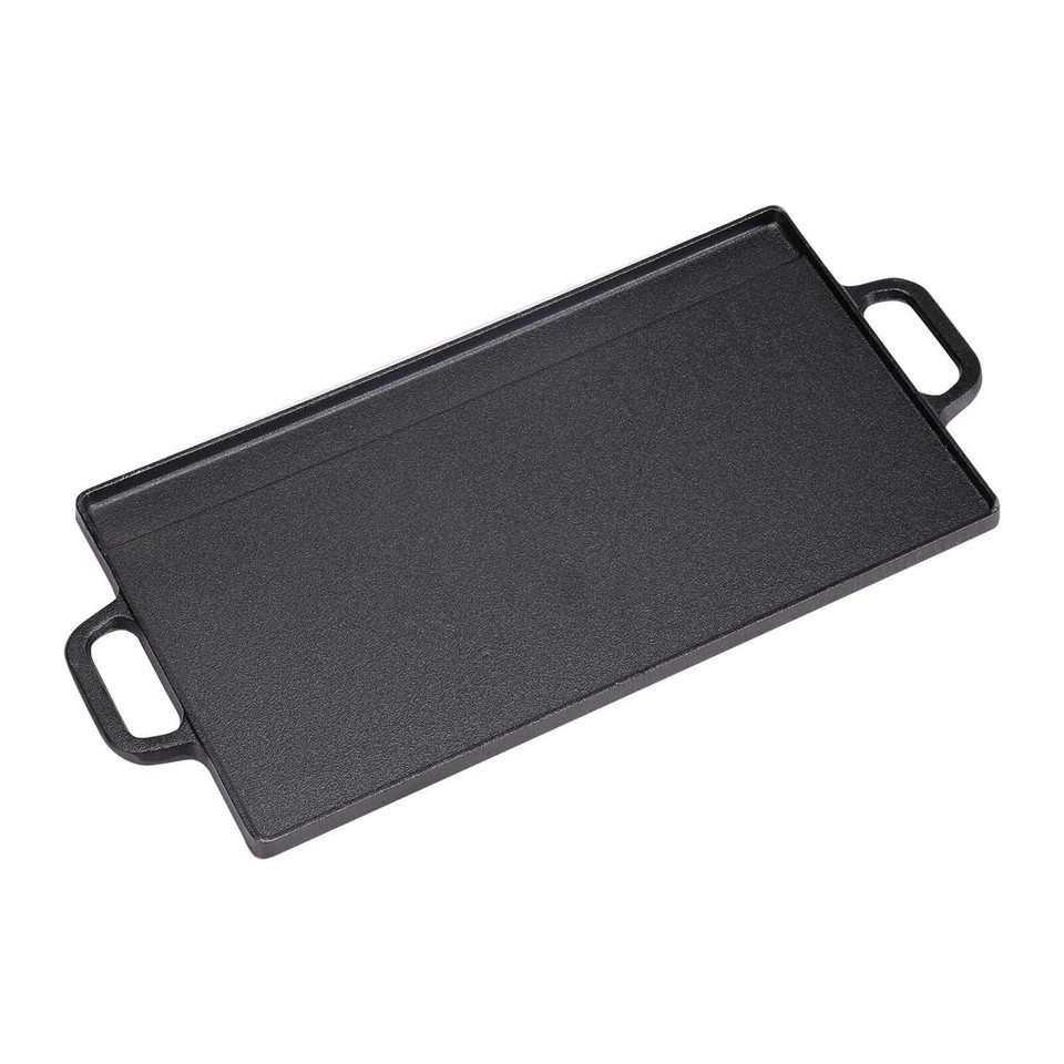 Cast Iron Camping Frying Pan Grill BBQ Cooking Skillet Plate Griddle ...