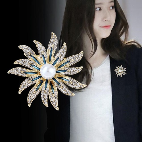 Fashion Temperament Pearl Sun flower Brooch For Female Clothes Coat ...
