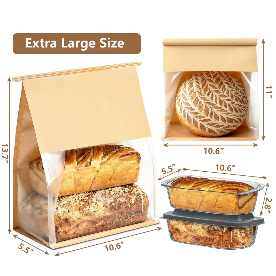 50 Pack Extra Large Paper Bread Bags for Homemade Bread Sourdough Bags ...