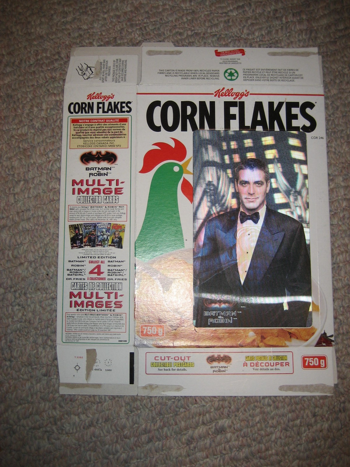 1997 Batman & Robin Movie Corn Flakes Empty Canadian Lenticular Cereal ...