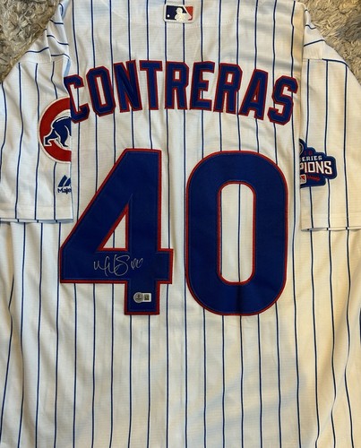 WILSON CONTRERAS AUTOGRAPHED SIGNED CUBS 2016 WORLD SERIES JERSEY ...