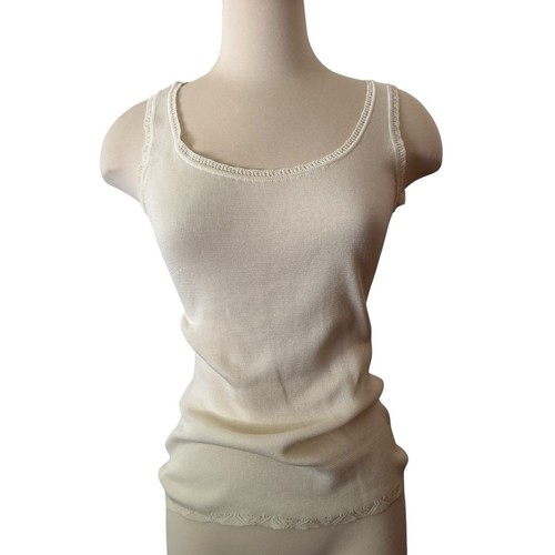 Peruvian Connection Ivory 100% Pima Cotton Knit Tank Top Women's X ...