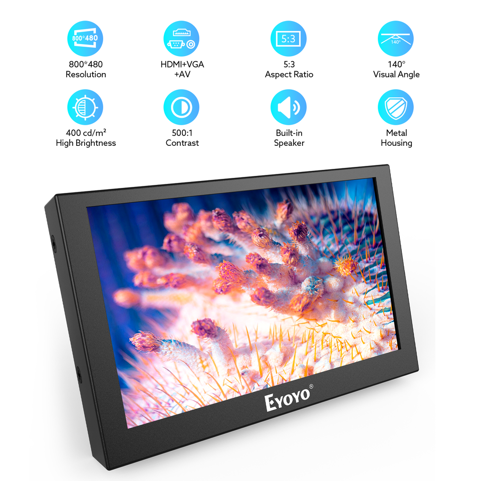 5 Inch Portable Monitor Built-in Speakers CCTV Security Monitor HDMI ...