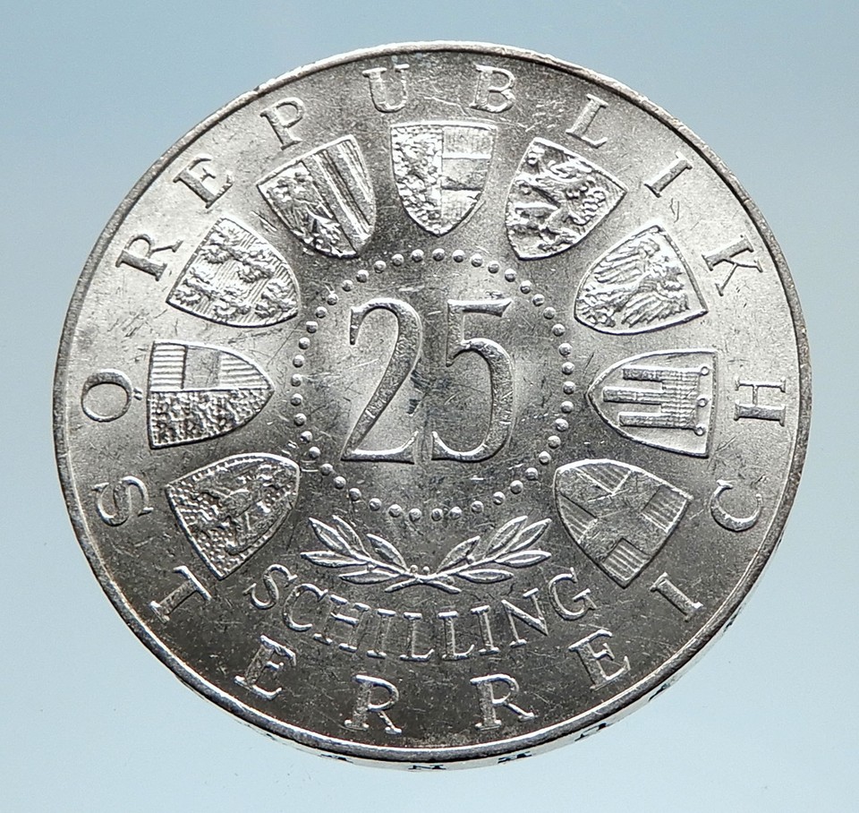 1963 AUSTRIA with Prince Eugen Antique Silver 25 Schilling Austrian ...