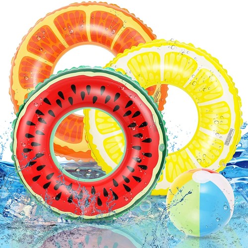 35" Orange Lemon Swimming Floats Inflatable Pool Raft Float Swim Rings ...