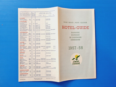 Denmark Hotel Guide 1957-1958 50s Vintage Leaflet Tourist Map Brochure ...