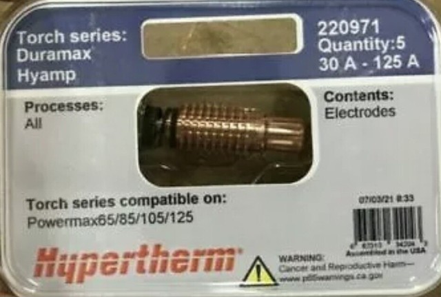 Hypertherm 220971 Electrode Duramax HYAMP Pkg 5 for sale online | eBay