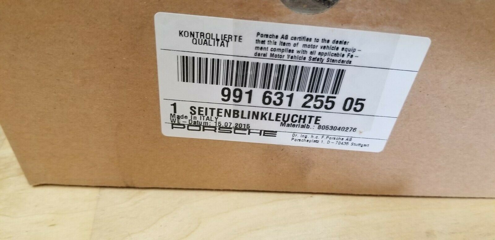 PORSCHE 911 991 LEFT SIDE MARKER LIGHT OEM 99163125505 | eBay