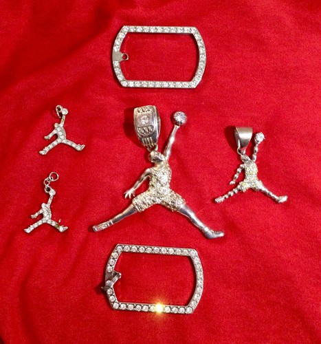Nike Air Jordan Logo Pendant Charm Bundle - Sterling Silver & Silver ...
