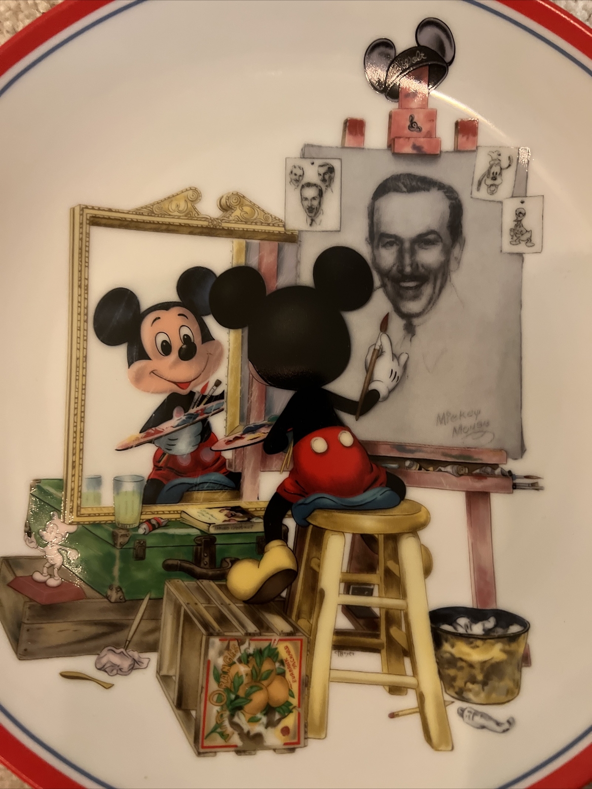 Disney Rare Collectible Plate Mickey Mouse Self Portrait by Charles ...