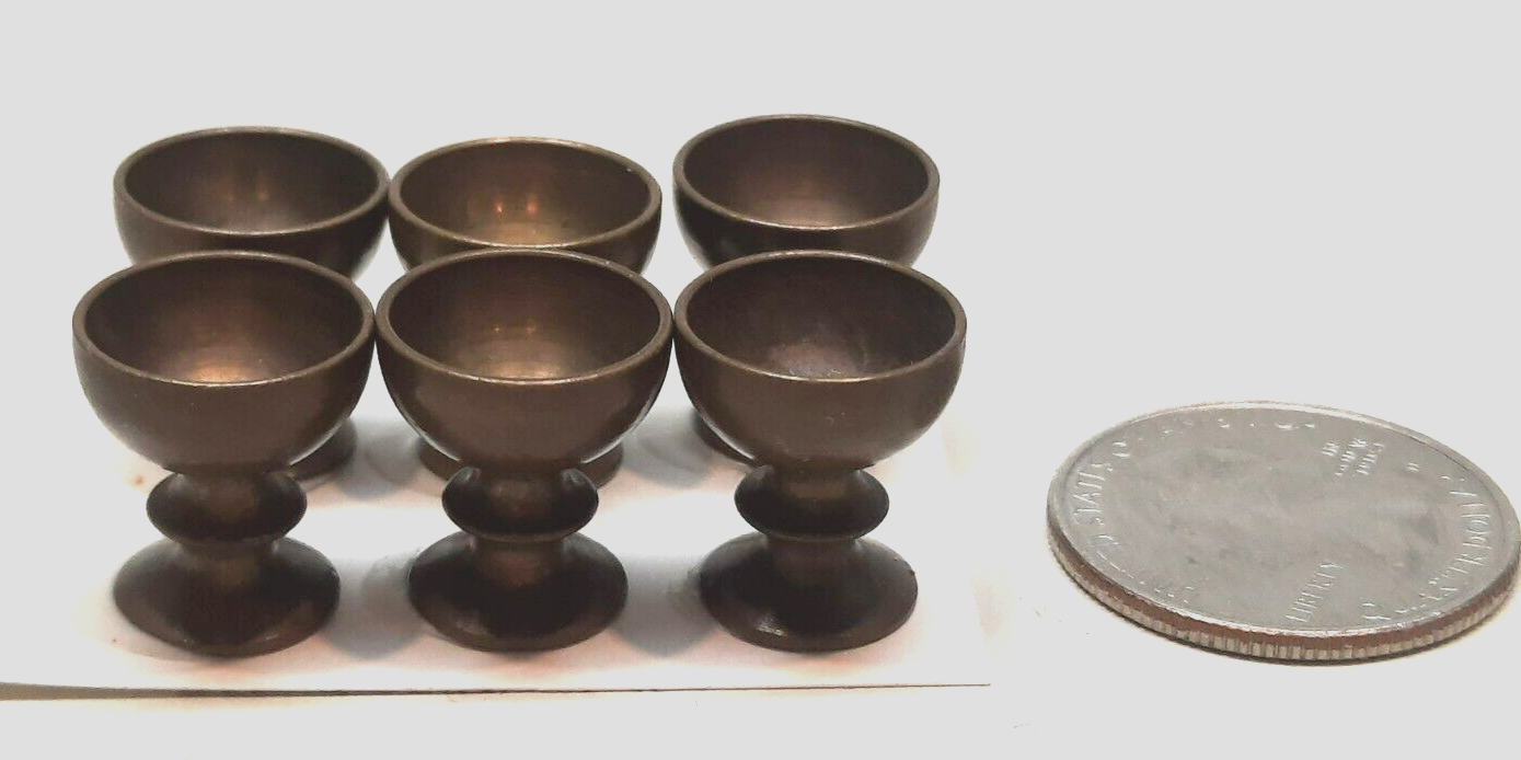 Dollhouse Miniatures - set of 6 bronze goblets | eBay