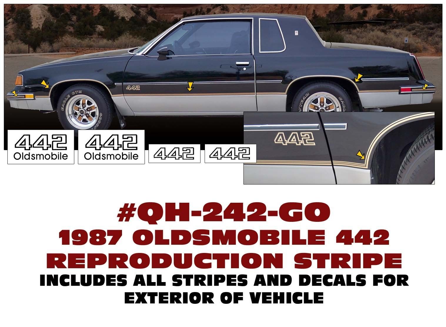 GE-QH-159 or 242 1985 1986 1987 OLDSMOBILE - 442 REPRODUCTION STRIPE ...