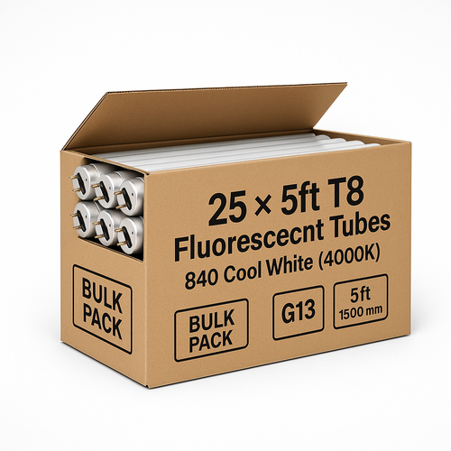 Pack of 25 × 5ft T8 Fluorescent Tubes 58W – 840 Cool White 4000K – G13 ...