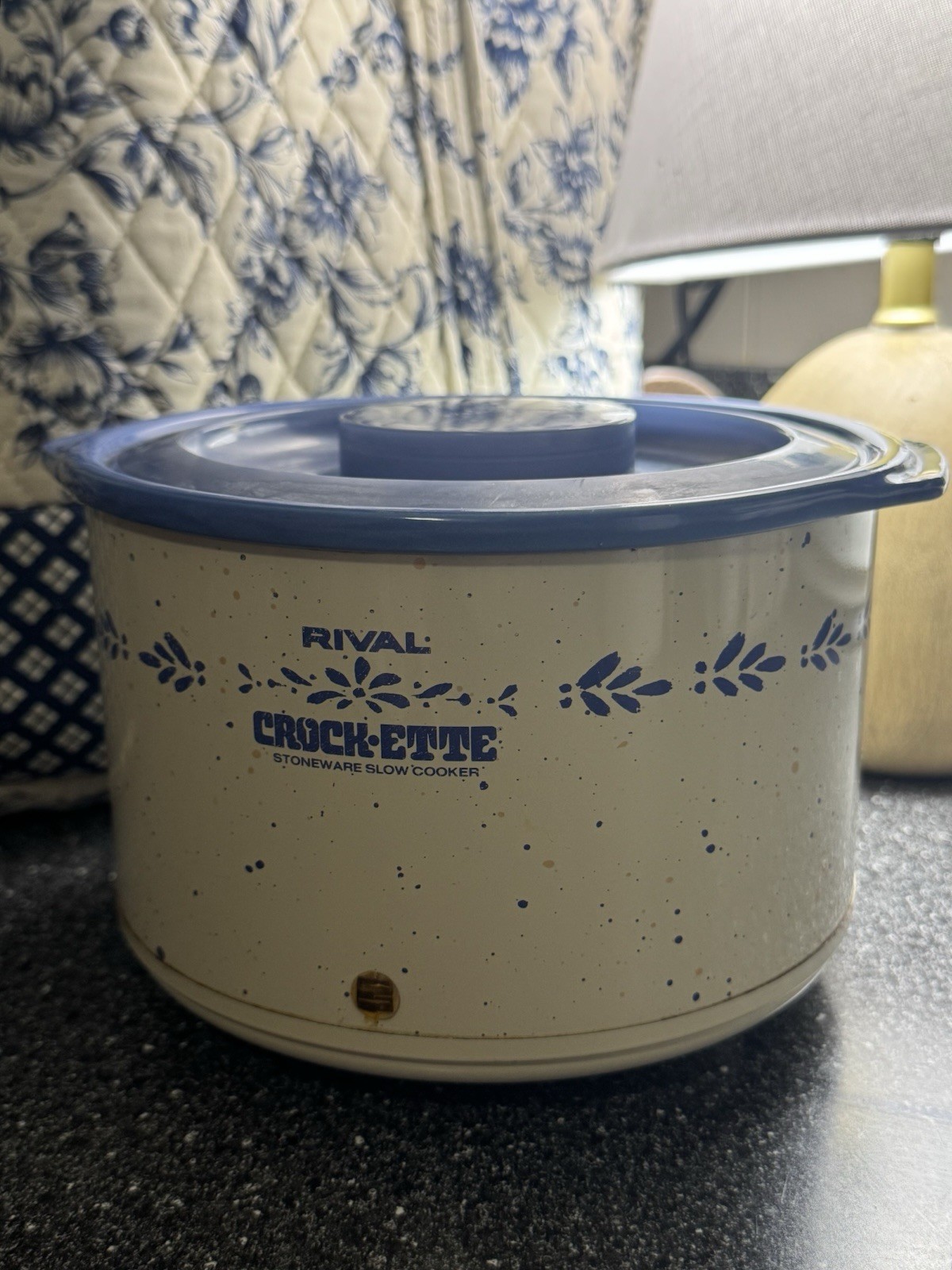 Vintage Rival Crockette 1 Qt .9L Stoneware Crock Pot Slow Cooker BLUE ...