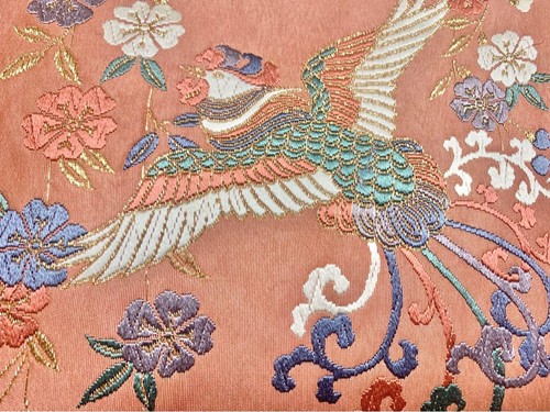 Japanese Kimono Obi Red Pure Silk Nishijin Ori Karaori Nagoya Semi ...