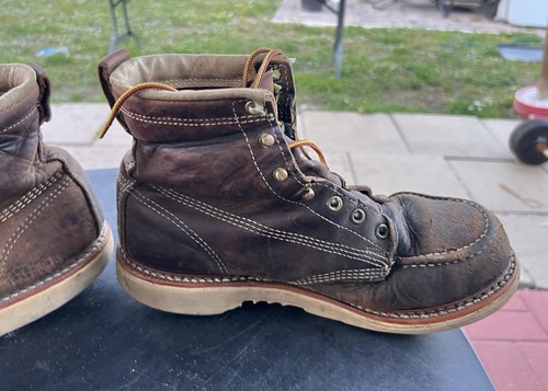 Thorogood 804-4375 Men's 6" Leather Moc Steel Toe Work Boots Brown Size ...