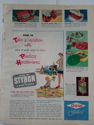 1951 Dow Styron Plastics picnic wear canister vanity case vintage ad | eBay