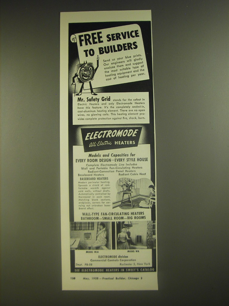 1958 Electromode Heaters Ad - Free service to builders | eBay